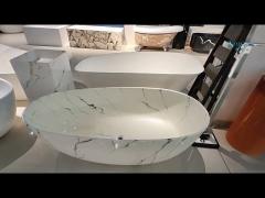 natural marble pattern ath solid surface bathtub free standing egg shape