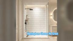 Herringbone Shower Wall Panels No Grout Easy Clean