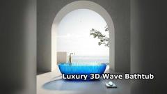 Luxury 3D Wave Solid Surface Bathtub Modern Design