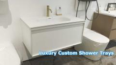 Wall-Mounted Solid Wood Vanity | Round LED Mirror | Integrated Basin | Modern White Bathroom Cabinet