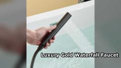 Luxury Brushed Gold Waterfall Bathtub Faucet Upgrade
