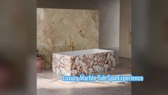 Luxury Marble Effect Solid Surface Bathtub for Home Spa