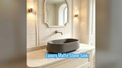Modern Oval Stone Vessel Sink Luxury Matte Finish