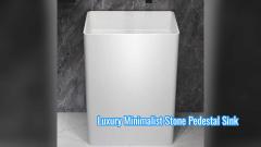 Modern Square Freestanding Stone Pedestal Sink Design