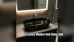 Modern Oval Artificial Stone Vessel Sink for Luxury Bathrooms