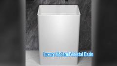 Modern Solid Surface Pedestal Basin for Luxury Bathrooms