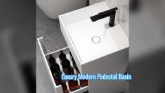 Modern Solid Surface Pedestal Basin for Luxury Bathrooms
