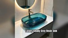 Luxury Smoky Grey Resin Vessel Sink Modern Bathroom Design