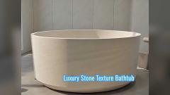 Luxury Travertine Texture Solid Surface Freestanding Tub