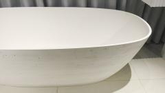 Luxury Travertine Texture Freestanding Bathtub and Pedestal Sink Collection