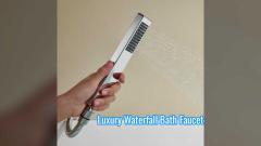 Luxury Waterfall Bathtub Faucet Chrome Floor Mount