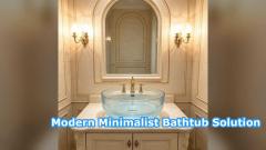 Modern Minimalist Freestanding Bathtub with Integrated Faucet