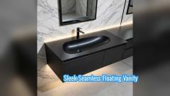 Modern Black Floating Vanity Seamless Integrated Basin