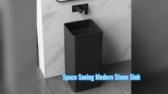 Modern Square Freestanding Stone Sink for Small Bathrooms
