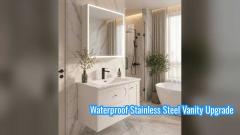Modern Stainless Steel Bathroom Vanity with LED Mirror