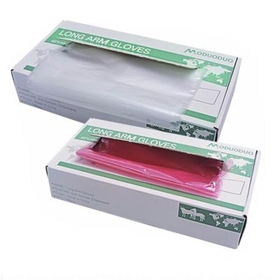 China Disposable PE Gloves for Cow Artificial Insemination 6-10g Weight Long Arm Veterinary for sale