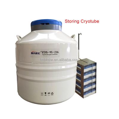 China animal hospital frozen cells storage 95liter 216mm liquid nitrogen tank for blood sample storage tank for sale