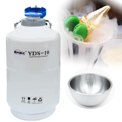 China 10L Capacity Aluminum Alloy Cryogenic Dragon Breath Ice Cream Stage Liquid Nitrogen Tanks for sale