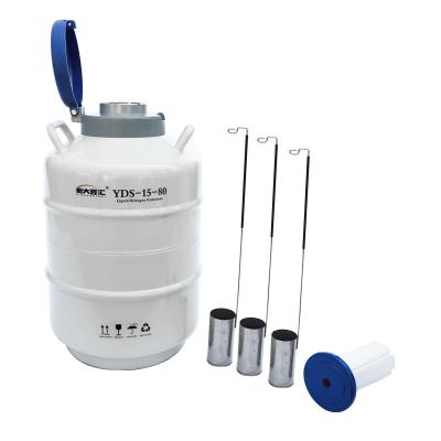 China biological artificial insemination container YDS15 80 mm liquid nitrogen seman tank with canisters for sale