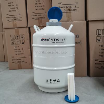 China 15L Liquid Nitrogen Tank for Cattle Semen Storage Made of Aviation Aluminum and Neck Plug for sale