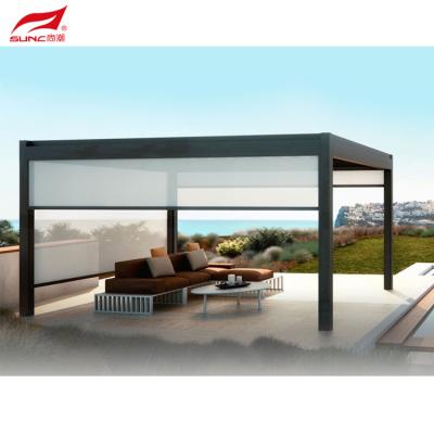 Cina Gazebo di alluminio motorizzato all'aperto della pergola con la porta di vetro di scivolamento della luce di RGB in vendita