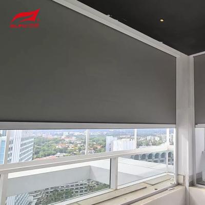 Cina Tende a rullo motorizzate nere per esterni, parasole, patio, impermeabili, in PVC, con cerniera in vendita