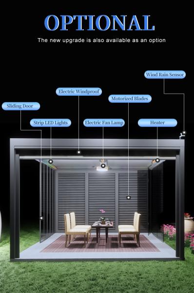Outdoor-pergola für den motorisierten Garten mit Aluminiumlegierung 6063 und IP67-Prüfung
