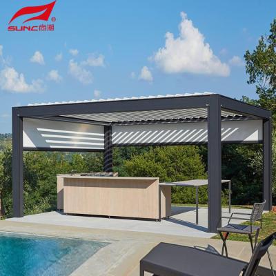 Cina Pergola di alluminio motorizzata impermeabile al vento per giardino e piscina esterna in vendita