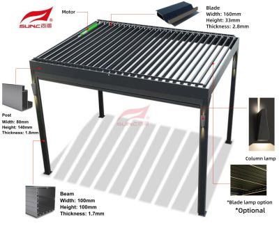 Cina gazebo di alluminio del tetto impermeabile Louvered manuale regolabile della pergola di 4x4m in vendita