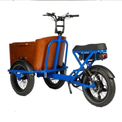 Cina Batteria ad alta capacità 13AH Tre ruote Cargo Triciclo E-bike Fat Tire Famiglia Cargo Bike in vendita