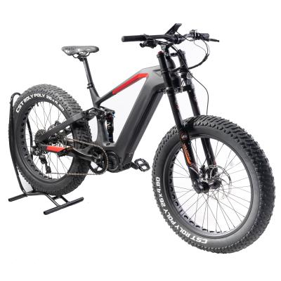 China 26" Electric Mountain Bike with Powerful Mid Drive and Full Suspension Carbon Fiber Frame for sale
