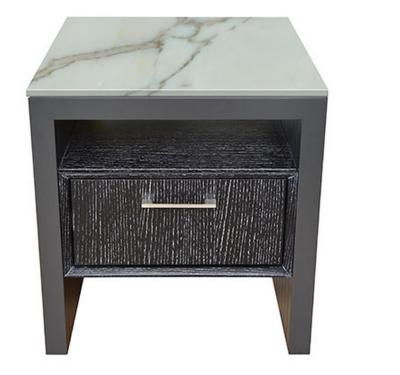 China Stone top oak wood veneer night stand for high end hotel,hotel bedroom furniture,hotel bedside table for sale