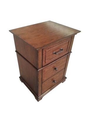 China Anqitue looking walnut finish wooden 3-drawer night stand,bed side table for hotel bedroom furniture for sale