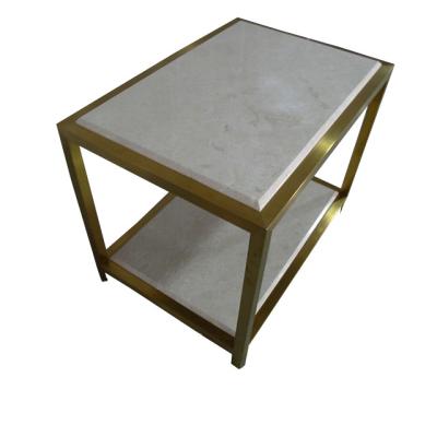 China Stone top brass metal finish side table/end table/coffee table for 5-star hotel bedroom for sale