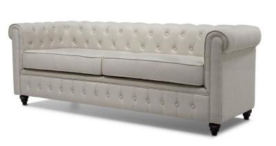 China Chesterfield Classic Linen fabric upholstery 3-seater sofa,lounge chair,living room sofa for sale