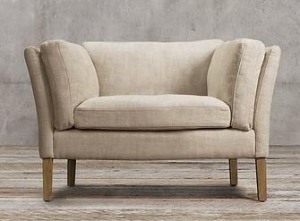China French country style classic single sofa ancient fabric linen sofa living room single sofa chair for sale