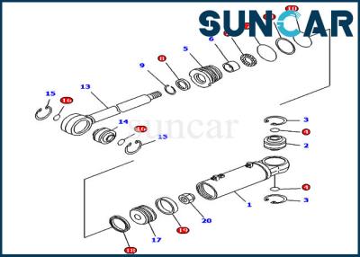 China Dozer Tilt Cylinder Seal Kit 707-98-43620 Hydraulic Seals Komatsu Repair Parts for sale