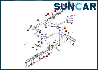 China 707-99-37340 Boom Cylinder Seal Kit Komatsu Excavator PC128US-2-A Inner Repair Sealing Gasket Kit for sale