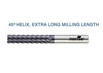 中国 6 つのフルート 45°Helix の特別に長い製粉の長さが付いている耐久のマイクロ穀物の炭化物のエンド ミル 販売のため