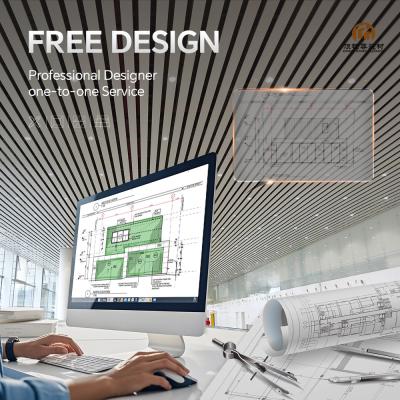 Cina Moderno Design Customized Aluminum Sospeso Striscia Metallica Slat Falso soffitto Per Decorazione Interni Corridoio in vendita
