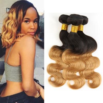China 1B / 30 Two Tone Ombre Human Hair Extensions Brazilian Loose Wave Hair Weave factory