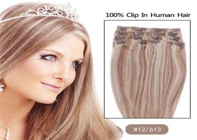 China Mixed Colors 10" 24" Clip In human Hair Extensions , Grade 7A Single Drawn Human Hair factory