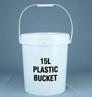 China Customized 15 Liter Paint Plastic Bucket With Lid And Handle for sale