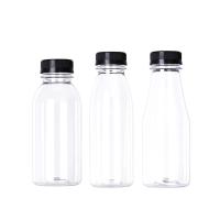 China PET Clear Empty Beverage Bottles 200ml 250ml Disposable Plastic Bottles with Screw Lid for sale