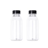 China PET Clear Empty Beverage Bottles 200ml 250ml Disposable Plastic Bottles with Screw Lid for sale