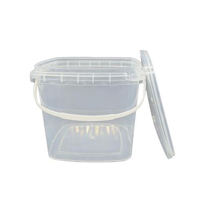 China Plastic Food Bucket 300ml Square Food Grade PP Container with Lid and Handle Suitable for Sauces Desserts and Small Retail Packs for sale