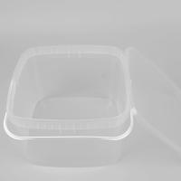 China 3L Transparent Square Plastic Bucket with Lid 19.5cm x 12cm for Food Storage and Pet Food Packaging for sale