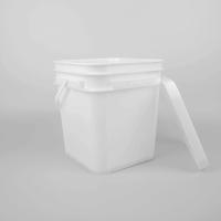 China 5L Polypropylene White Square Plastic Bucket for Detergent Food Paint for sale