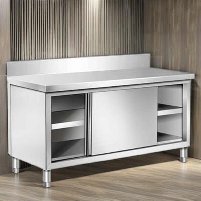 Chine Table de cuisine en acier inoxydable de taille régulière Table de travail avec backsplash à vendre