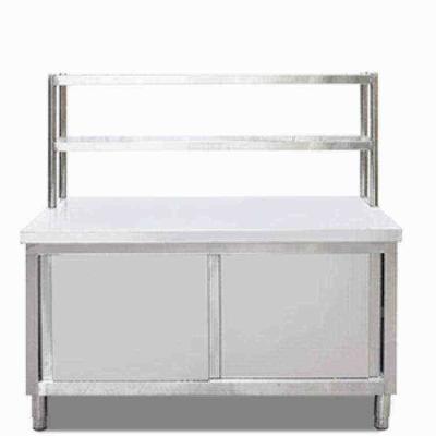 China Armários de cozinha comerciais de aço inoxidável 201 304 com prateleira e portas deslizantes à venda